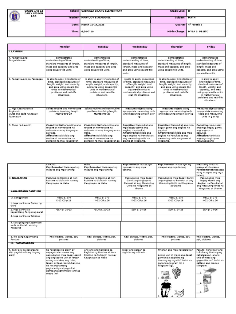 DLL Math2 Q4 Week 5 Sy 2024 2025 | PDF