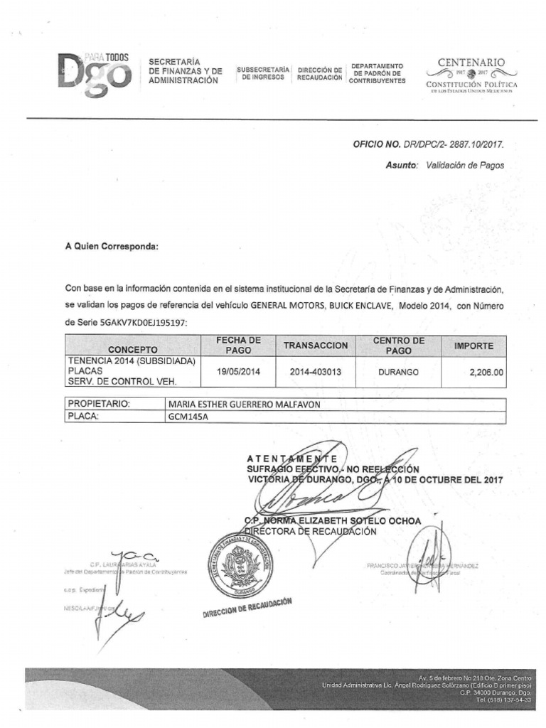 Baja y Tenencias Durango | PDF