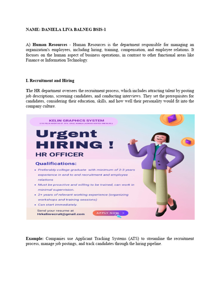 Daniela Liva Balneg Bsis-1-1 | PDF | Human Resources | Employment