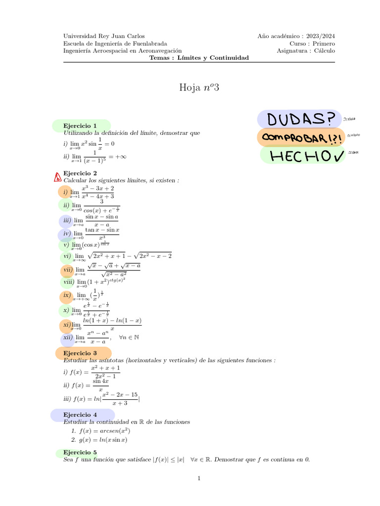Hoja3 23-24 | PDF | Análisis | Objetos matemáticos