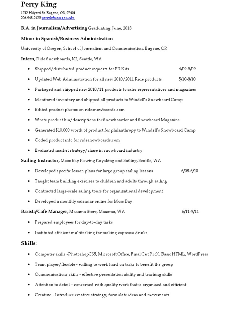 Perry King's Professional Resume Summary | PDF | Business