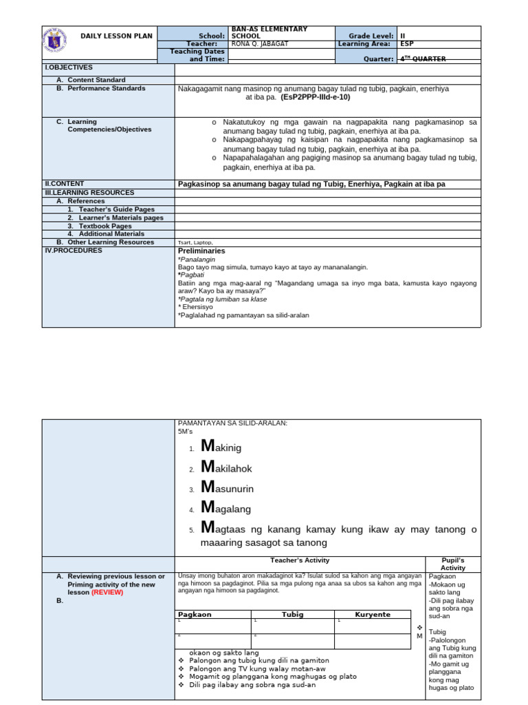 Lessonplan Esp2 | PDF