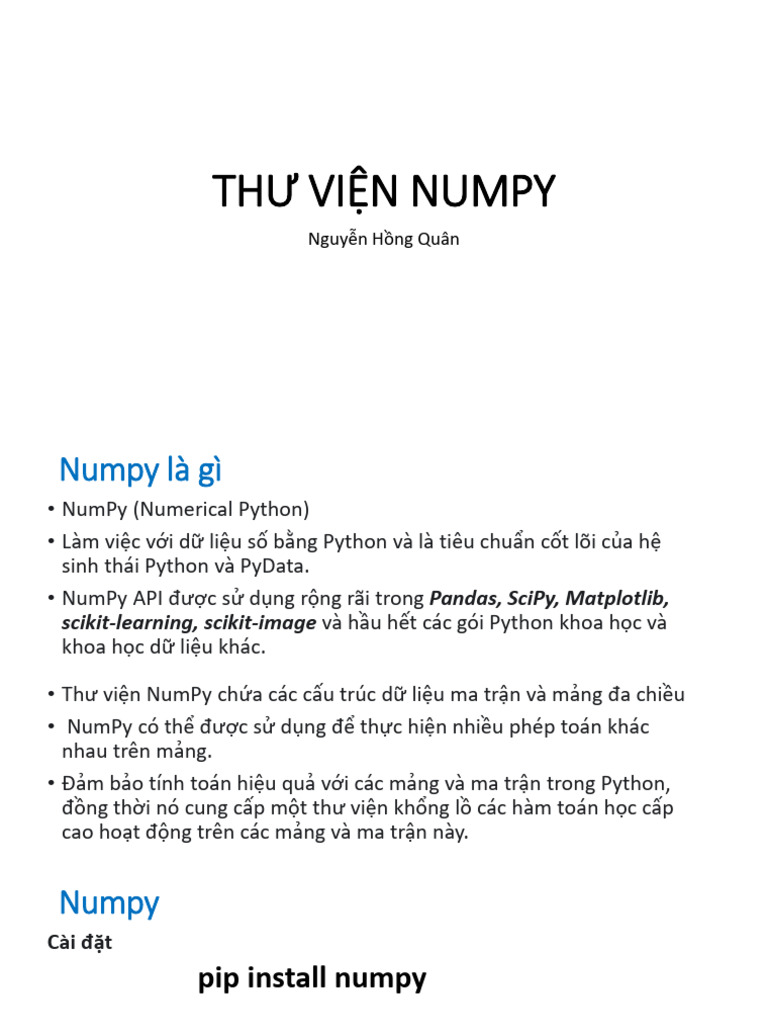 09-THƯ VIỆN NUMPY | PDF
