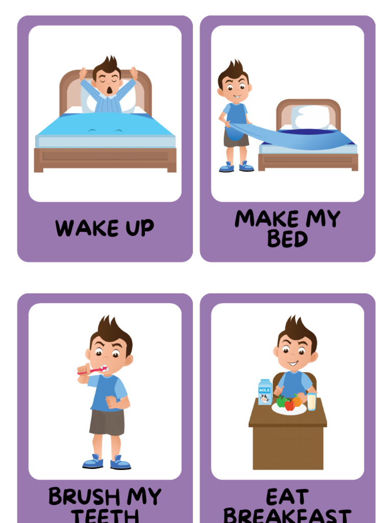 Daily Routine Verbs Flashcards | PDF