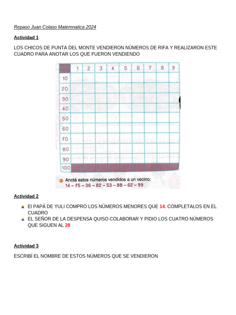 Repaso de Matemáticas 2024 para Niños | PDF