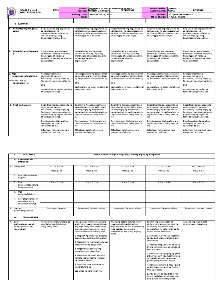 DLL Q4 Esp Week 5 | PDF