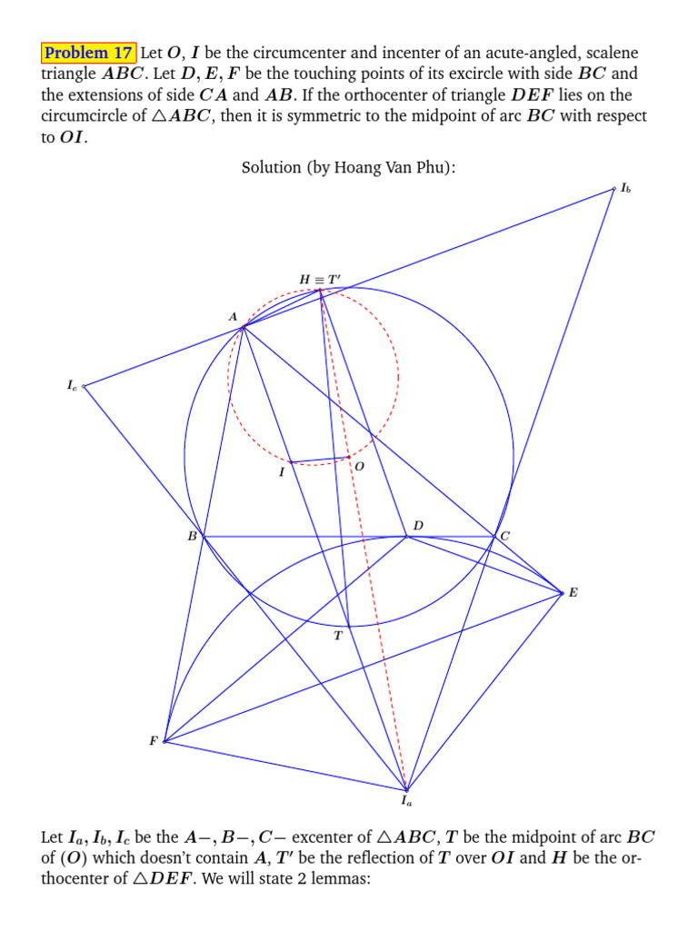 Problem 17, Sharygin Olympiad 24-25, Synthetic Solution | PDF | Geometric Shapes | Triangle Geometry