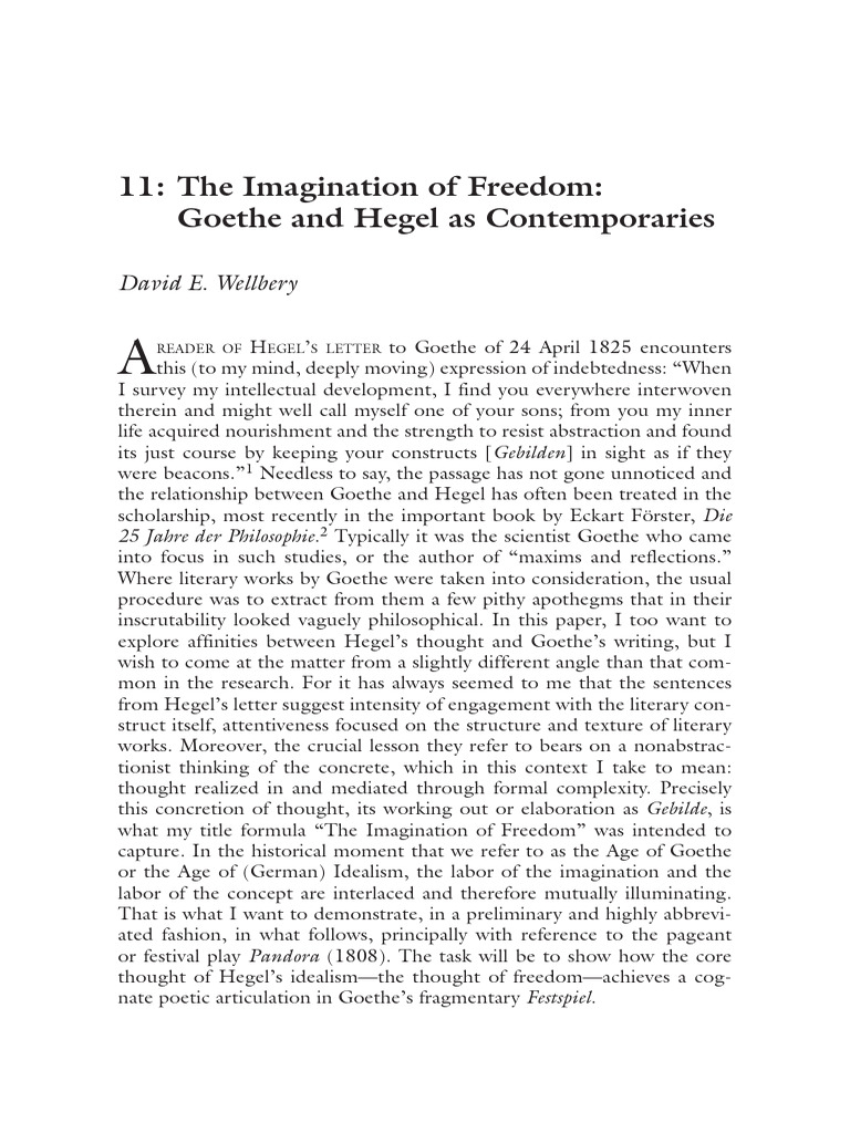 Goethe and Hegel: Freedom's Imagination | PDF | Georg Wilhelm Friedrich ...