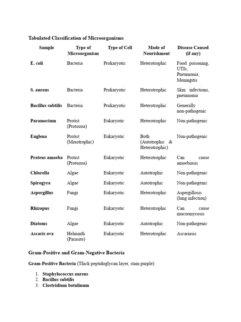 Classification of Microorganisms | PDF | Bacteria | Gram Positive Bacteria