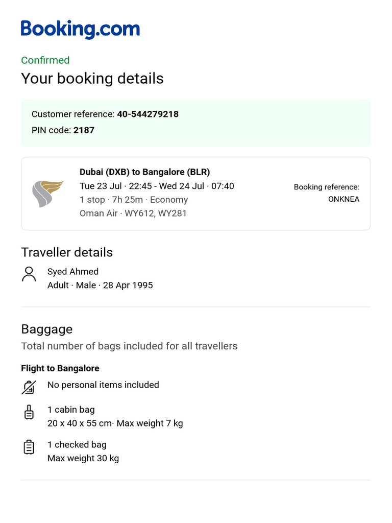 40 544279218 Flight Booking Details | PDF