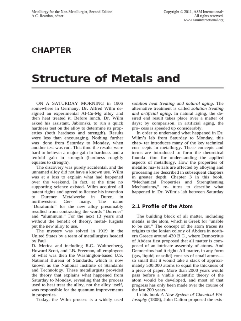 Chapter 2 Structure of Metals and Alloys | PDF | Chemical Bond | Ionic Bonding