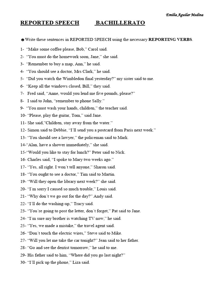 Reported Speech Practice | PDF