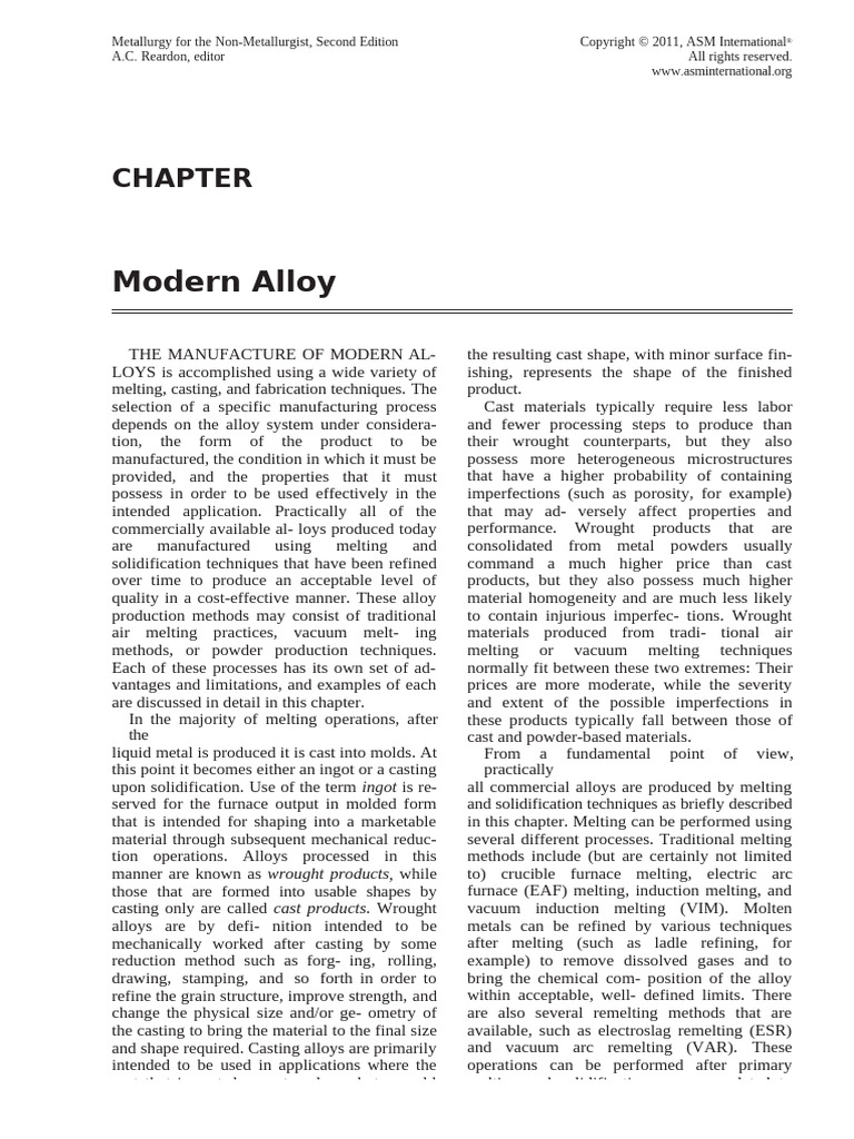 Chapter 5 Modern Alloy Production | PDF | Freezing | Alloy