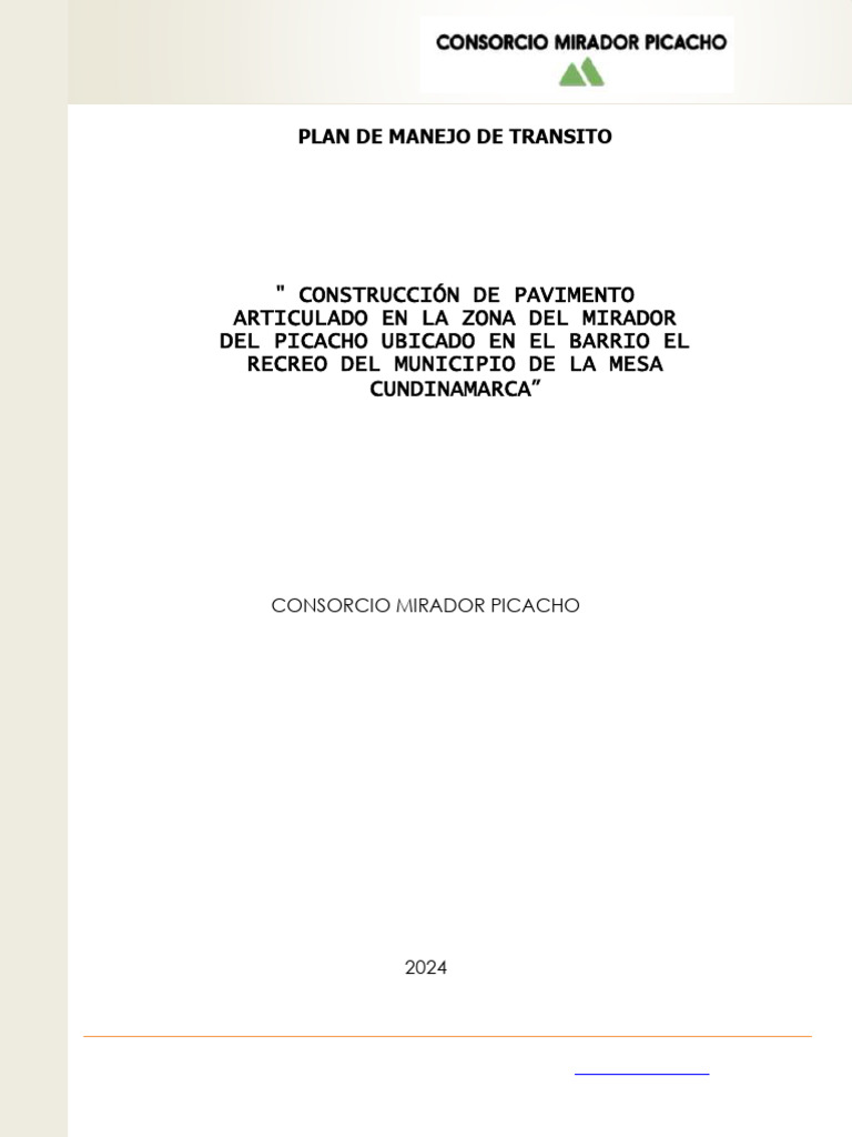 Plan de Manejo de Transito | PDF | Peatonal | Tráfico