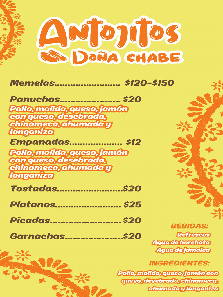 Menú Antojitos Impresión 30X60 | PDF