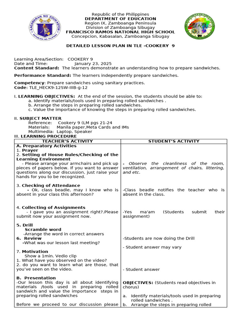 LESSON PLAN 3 | PDF | Foods | Cooking