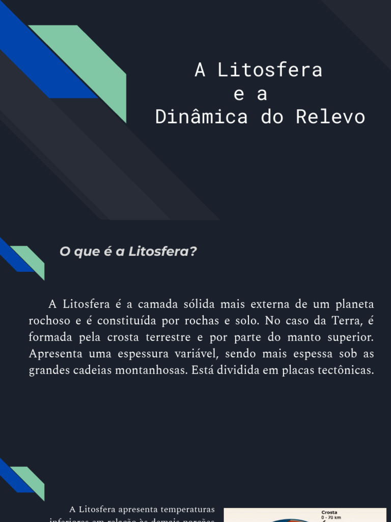 Litosfera e Dinâmica do Relevo Terrestre | PDF | Terreno | Terra
