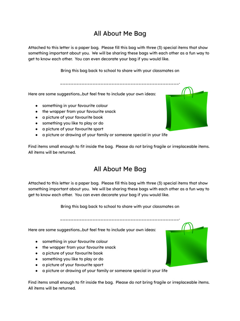 Create Your All About Me Bag | PDF