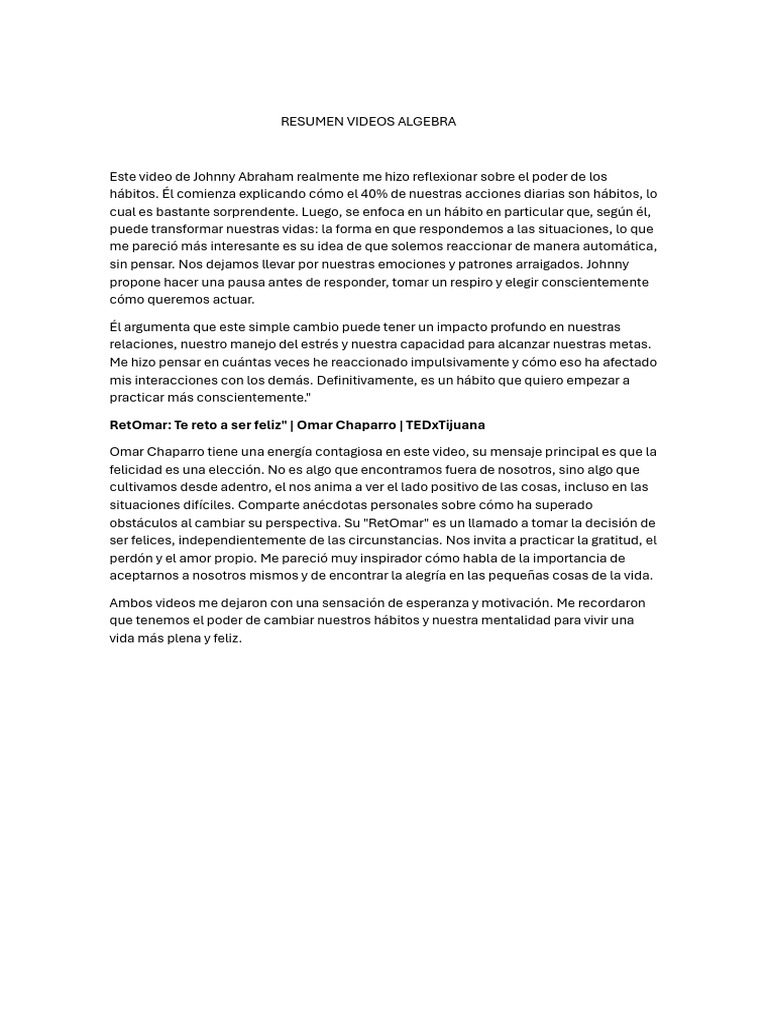 Resumen Videos Algebra | PDF