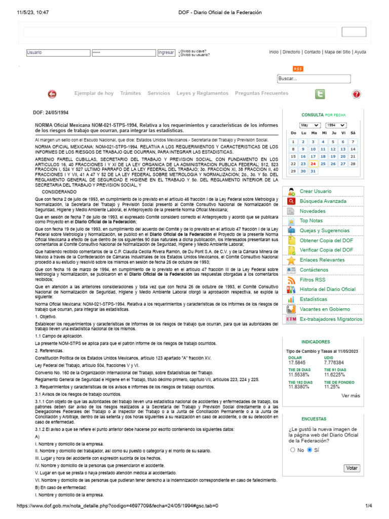 Norma NOM-021-STPS-1994 sobre riesgos laborales | PDF | México