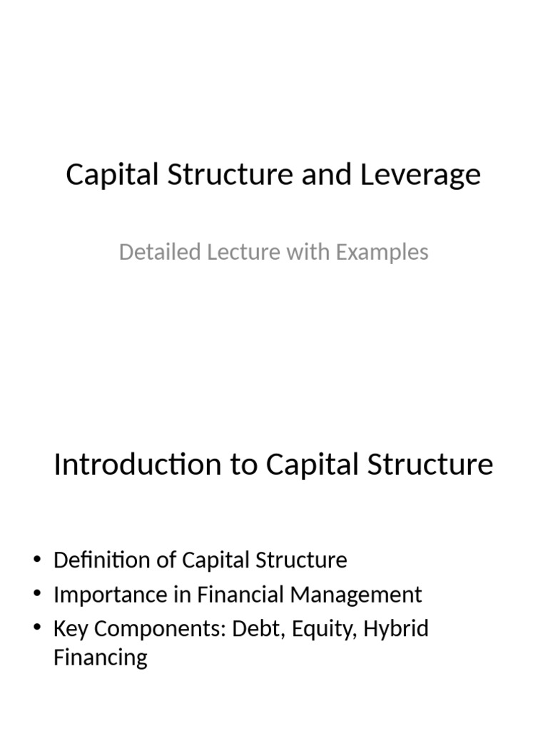 Capital Structure and Leverage | PDF