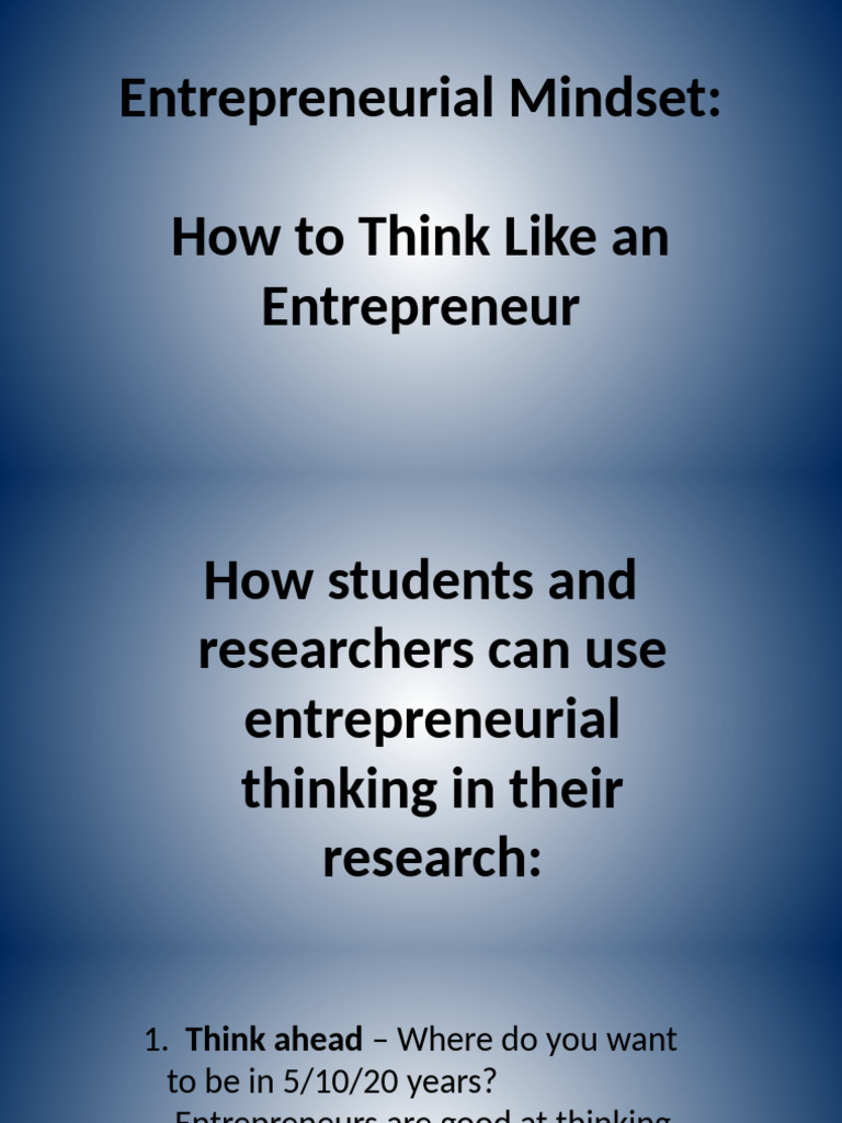 Entrepreneurial Mindset | PDF | Entrepreneurship | Mindset