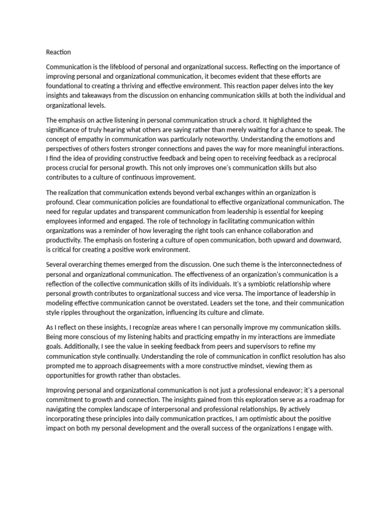 Educ 205 Improving Personal and Organizational Communication | PDF | Communication | Leadership