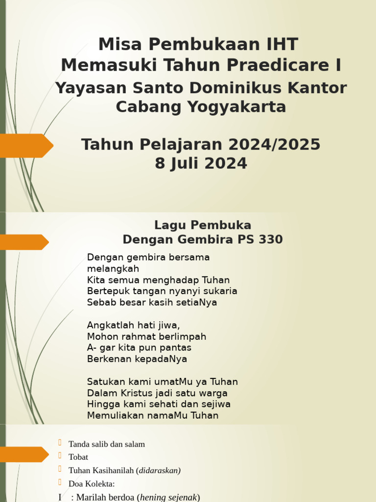 ppt Teks Misa Pembukaan IHT | PDF