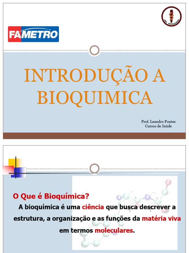 Introdução à Bioquímica e Estruturas Vivas | PDF | Célula (Biologia ...