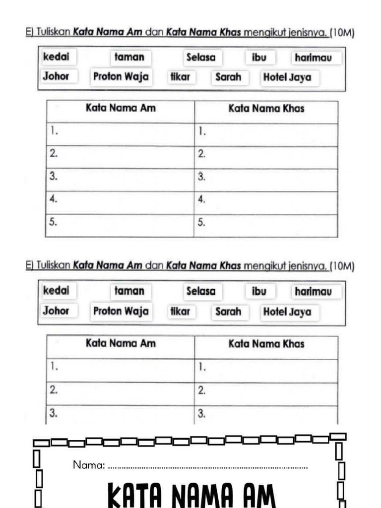 BM kata nama am khas t6 | PDF