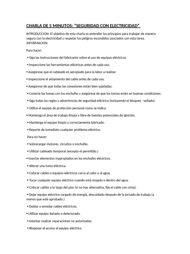 Seguridad Eléctrica en 5 Minutos | PDF | Electricidad