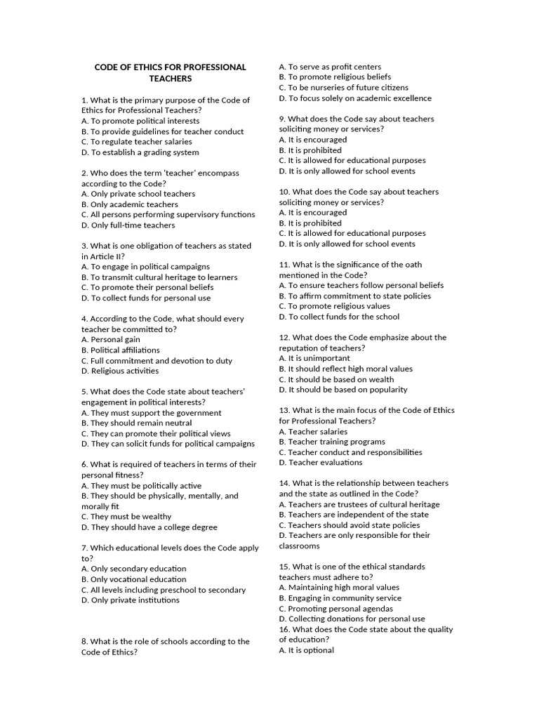 Code of Ethics for Professional Teachers | PDF | Teachers | Disciplines