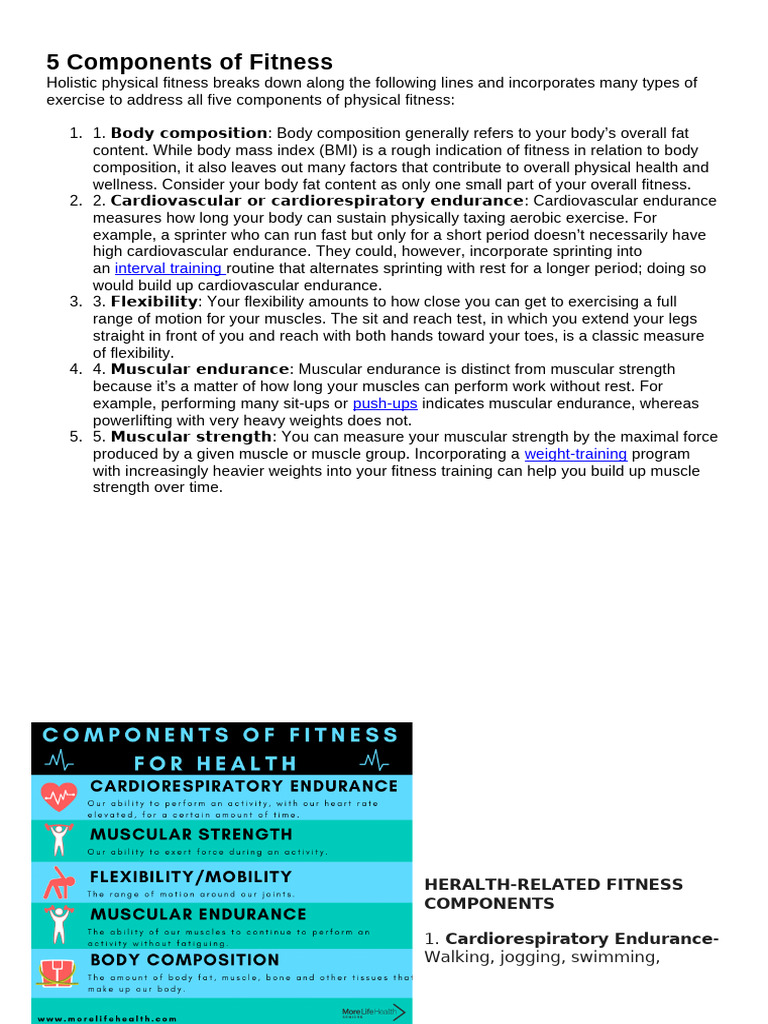 5 Components of Fitness | PDF | Physical Fitness | Strength Training