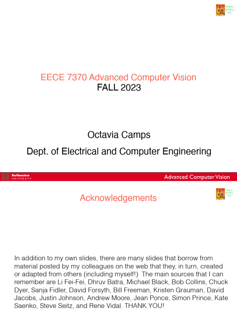 Advanced Computer Vision Course Overview | PDF | Computer Vision ...