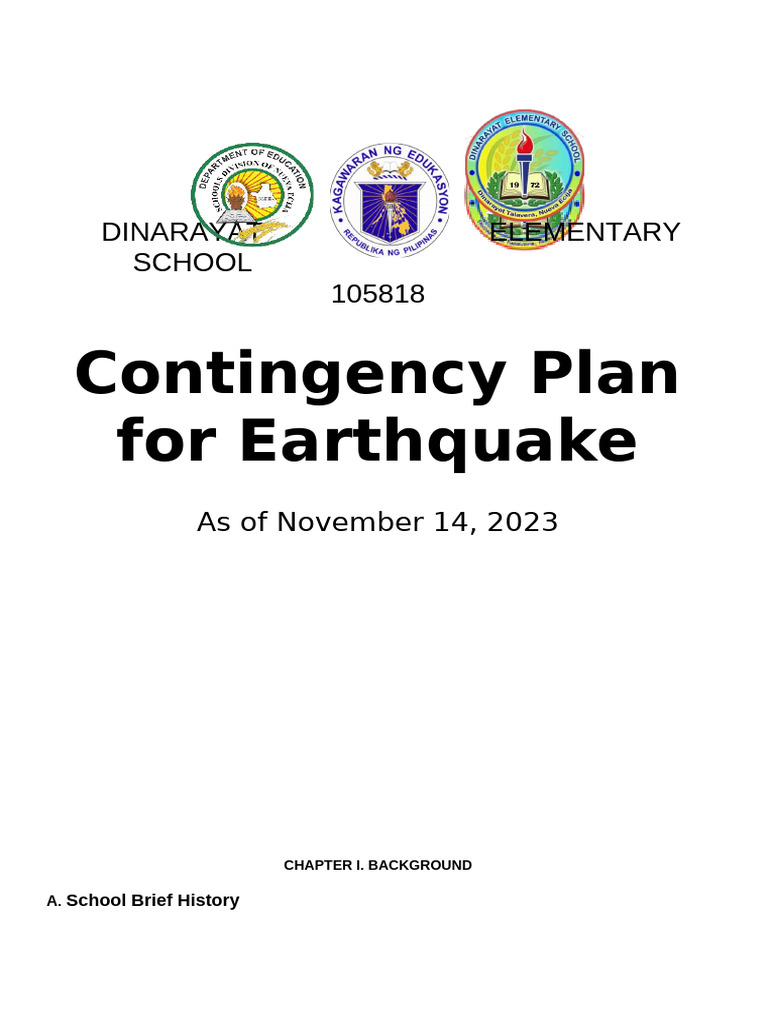 Dinarayat - Es DRRM Conplan Earthquake | PDF | Natural Disasters | Earthquakes