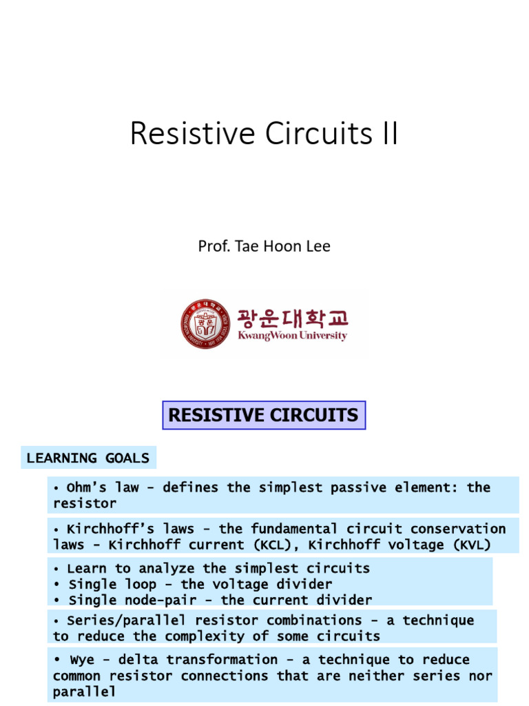 L03 Resistive Circuits II | PDF | Series And Parallel Circuits | Electrical Network