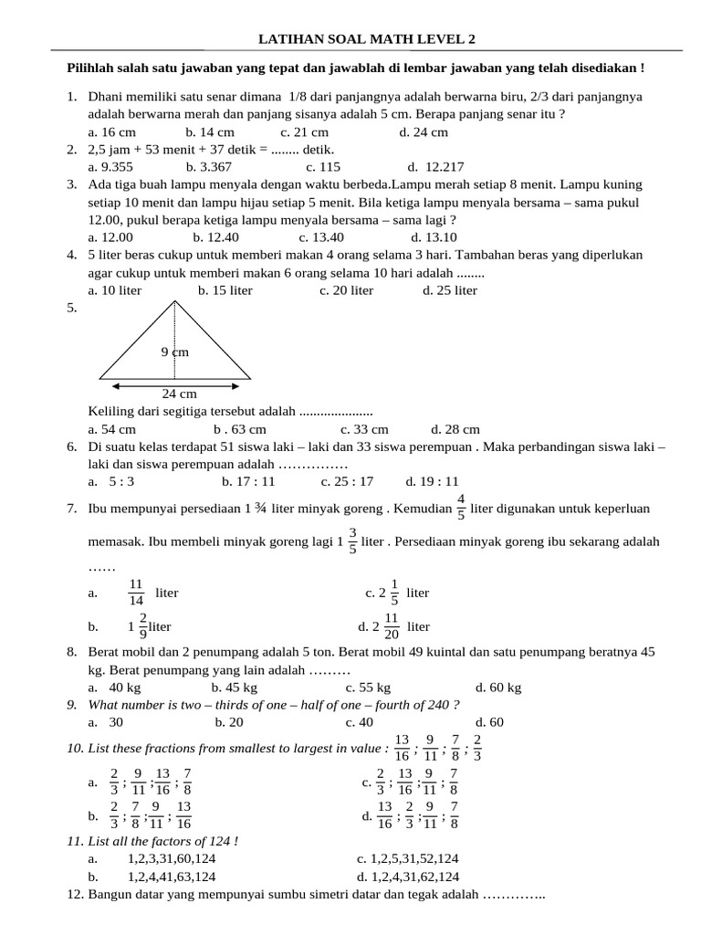Latihan Soal Math Level 2 | PDF