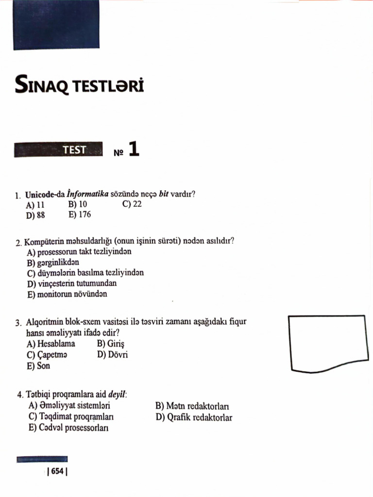 DİM Informatika Magistr 10 Ədəd Sınaq Testləri -2021 | PDF