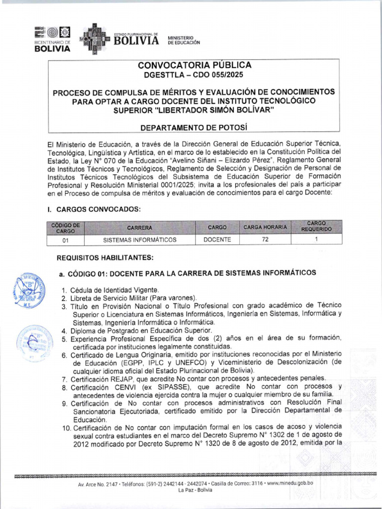 Cdo 055 2025 Potosi Itt Libertadorsimon | PDF