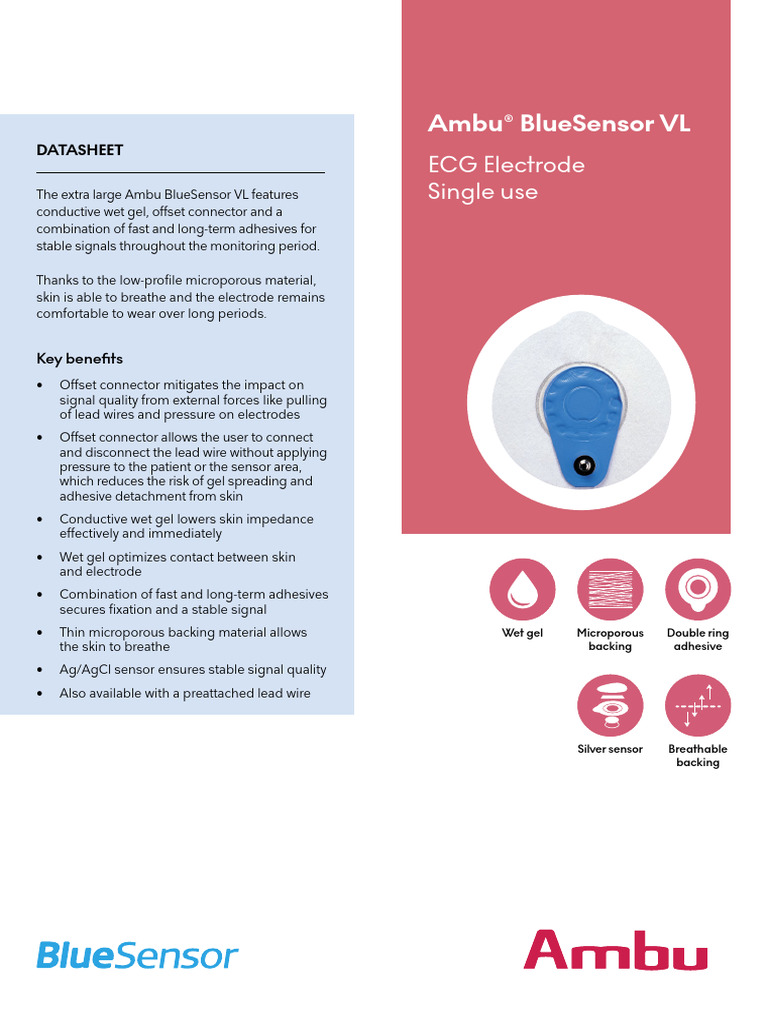 cardioBAN Electrodes Ambu BlueSensor VL Datasheet | PDF | Electricity | Electrical Engineering