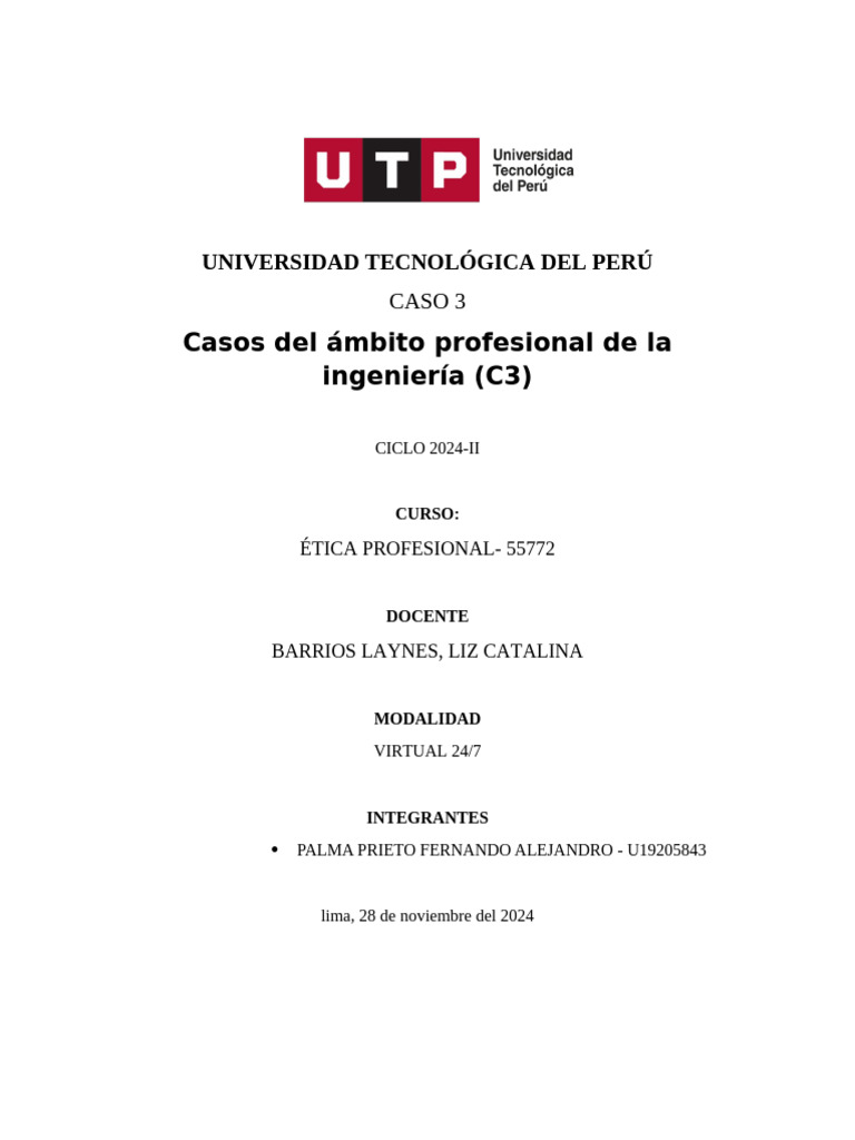 Caso 3 - Casos Del Ámbito Profesional de La Ingeniería (C3) | PDF ...