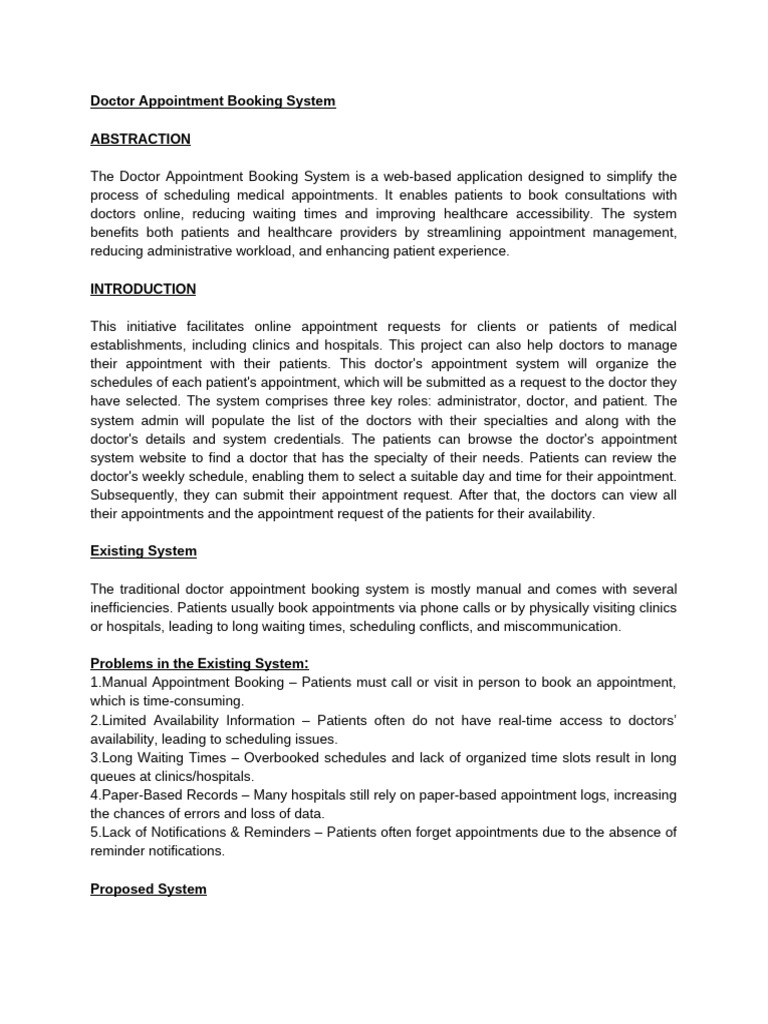 Doctor Appointment Booking System | PDF | Patient | Physician