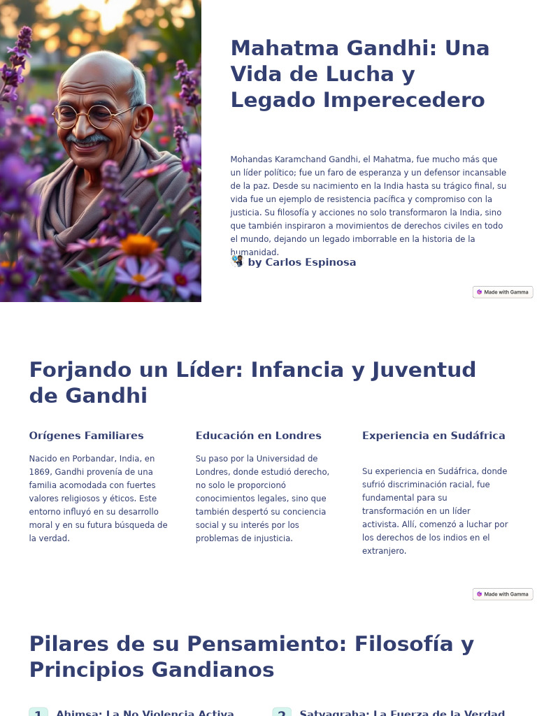 Mahatma Gandhi Una Vida de Lucha y Legado Listo | PDF | Mahatma Gandhi ...