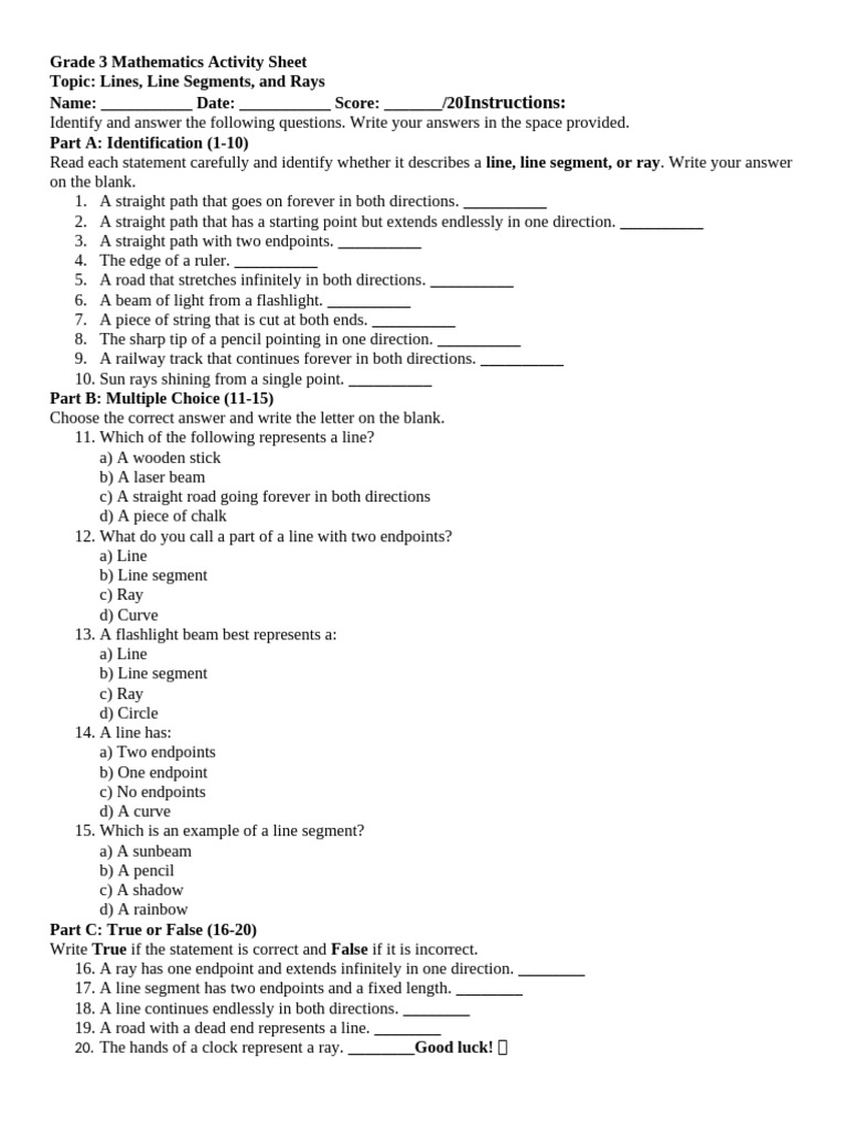 Grade 3 Mathematics Activity Sheet | PDF