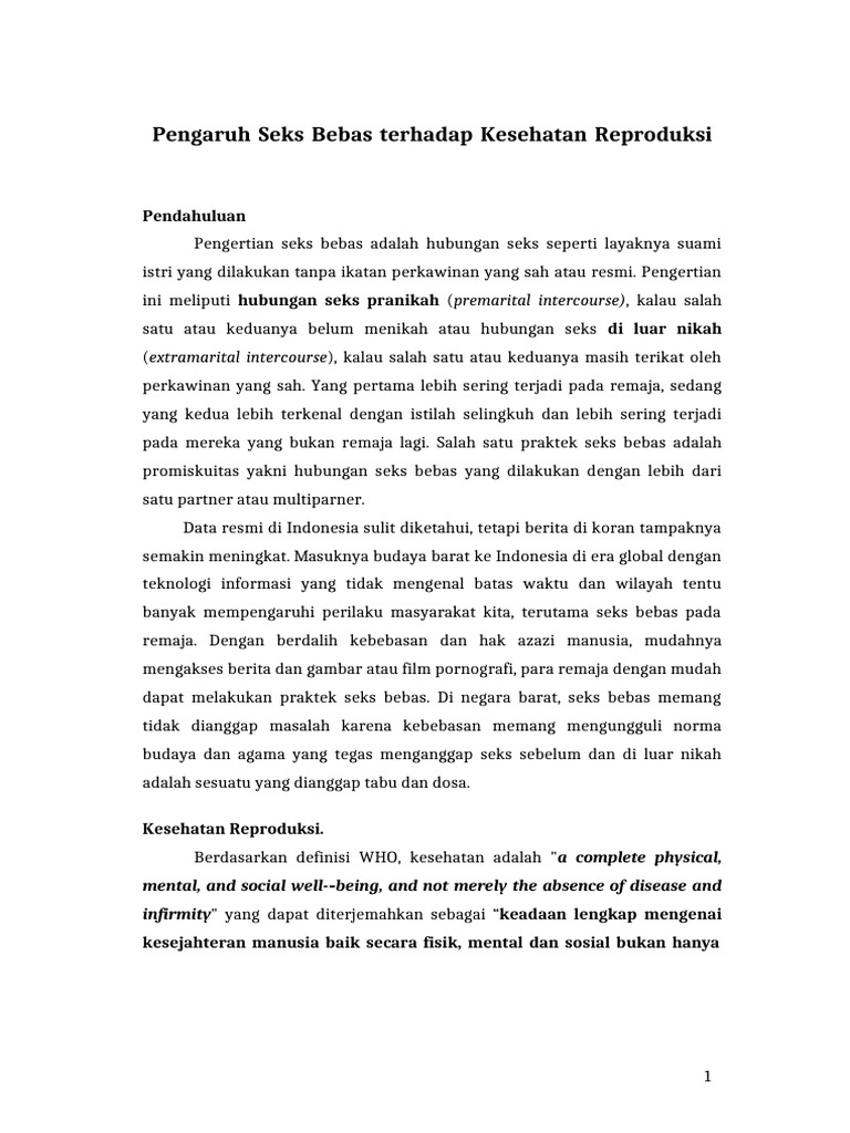 Dampak Seks Bebas pada Kesehatan Reproduksi | PDF