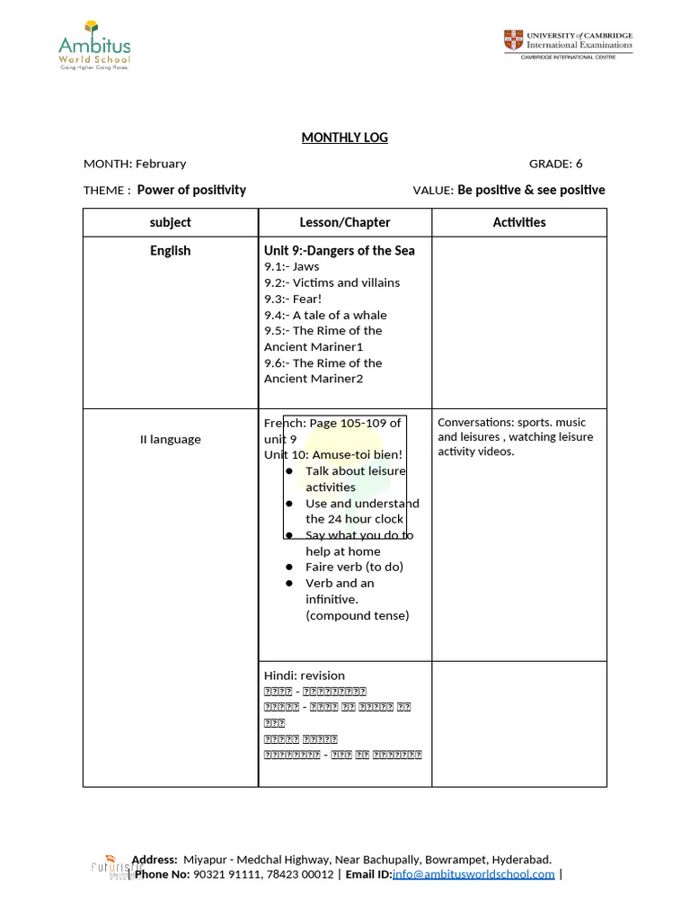 February 6th Grade Monthly Log | PDF | Linguistics | Linguistic Morphology