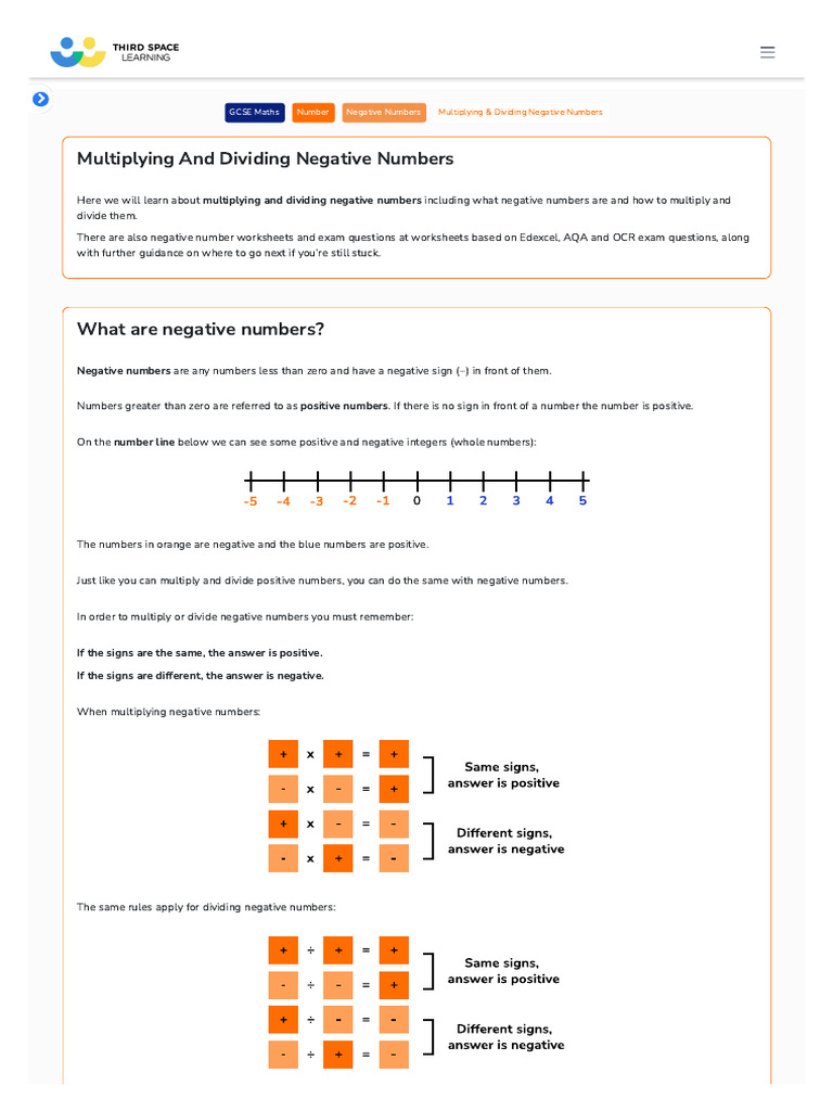 Multiplying and Dividing Negative Numbers - GCSE Maths - Revision Guide ...