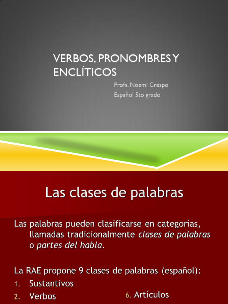 Verbos y Pronombres en Español 5to Grado | PDF | Pronombre | Verbo