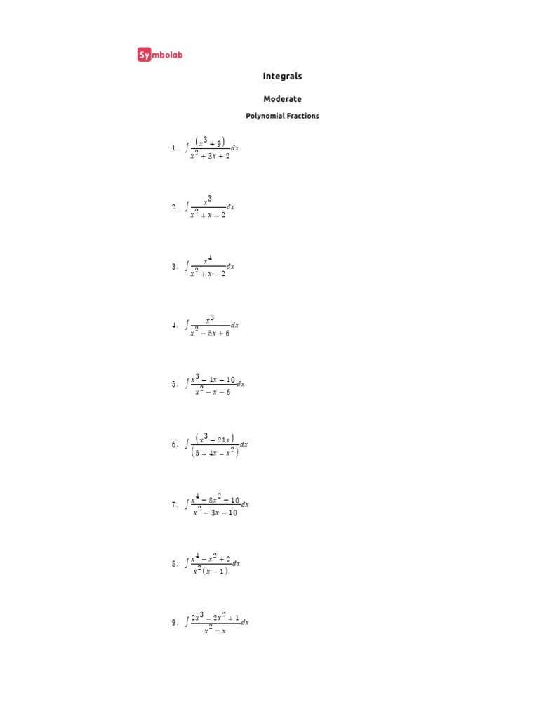 Integrals_New_Polynomial-Fractions_Worksheets | PDF