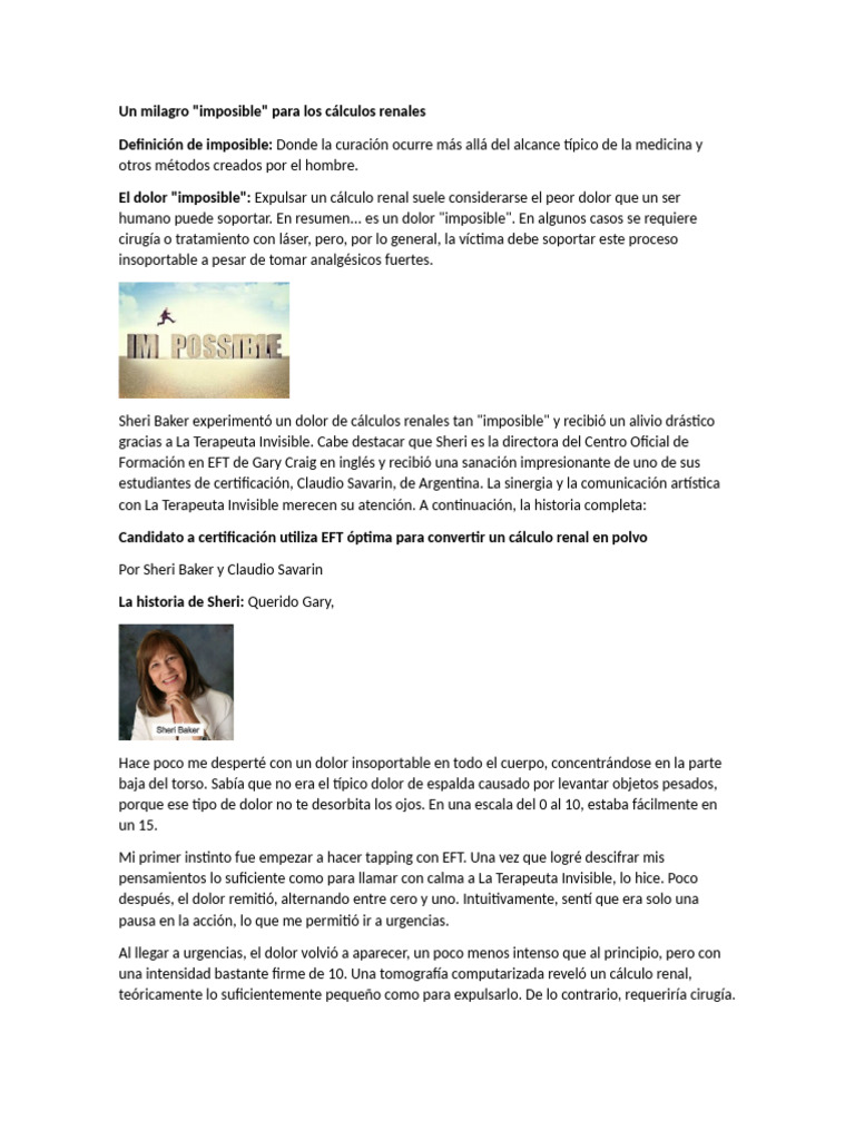 1 Milagro Imposible para Los Cálculos Renales | PDF | Claudio